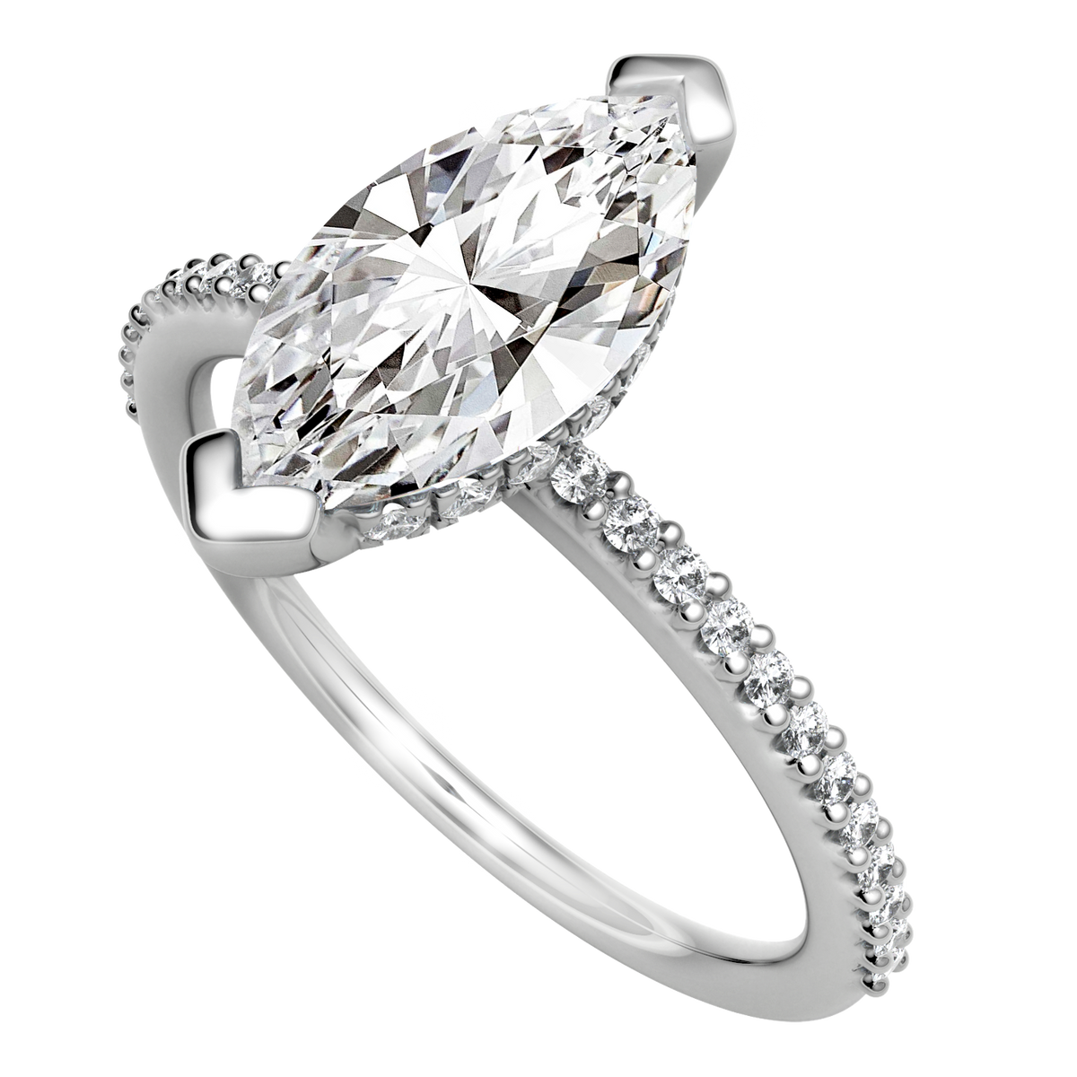 Signature Skinny™ Half Pavé V Claws – Ring Artisan